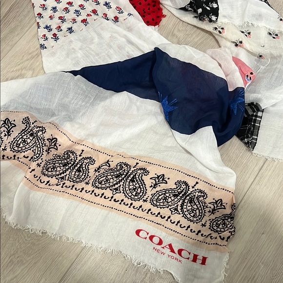 Coach | Accessories | Coach Blue And White Signature Scarf | Poshmark